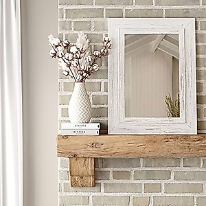 Barnyard Designs 24x32 Whitewashed Wood Farmhouse Wooden Large Rustic Wall Mirror, Bedroom Mirrors for Wall Decor, Decorative Wood, Living Room or Bathroom Vanity, White