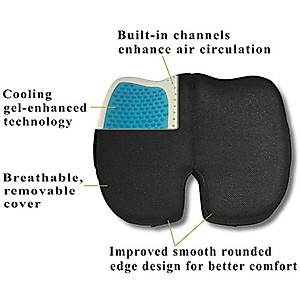 TravelMate Extra-Large Gel-Memory Foam Seat Cushion – Perfect for Office Chair and Wheelchair – Does Not Slip Even on Marble Floors – Washable & Breathable Cover – Relieves Back Pain – 19.5”x17”x2.5”