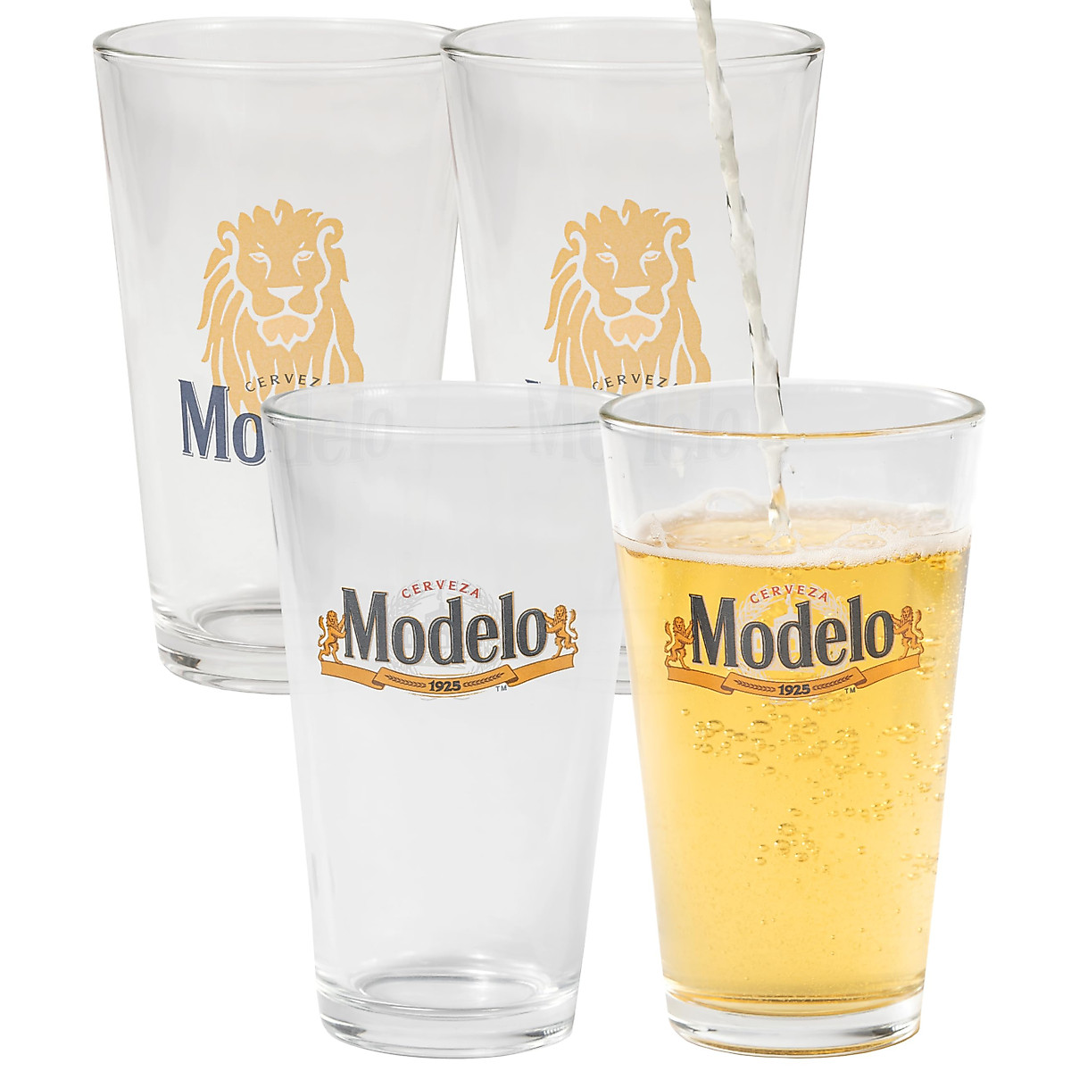 LORD'S ROCKS Modelo 16oz Pint Glass - Set of 4 Authentically Licensed Compatible