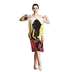 oFloral African Women Painting Art Hand Towels Cotton Washcloths,Woman Walking On The Sunset Desert Soft Absorbent Towels for Bath/Yoga/Golf/Hair/Face Towel for Men/Women/Girl/Boys 15X30 Inch