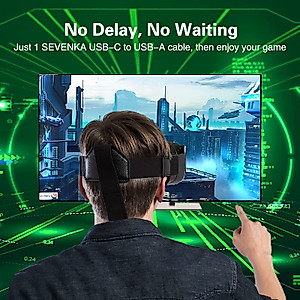 SEVENKA Long Link Cable for Quest 3/2/Quest, 16.4ft/5m USB C 3.2 Gen1 Cable for PC Gaming & VR Headset, Fast Charging & High Speed Data Transfer 90 Degree Type C to USB A Cable Fast Charger Cord