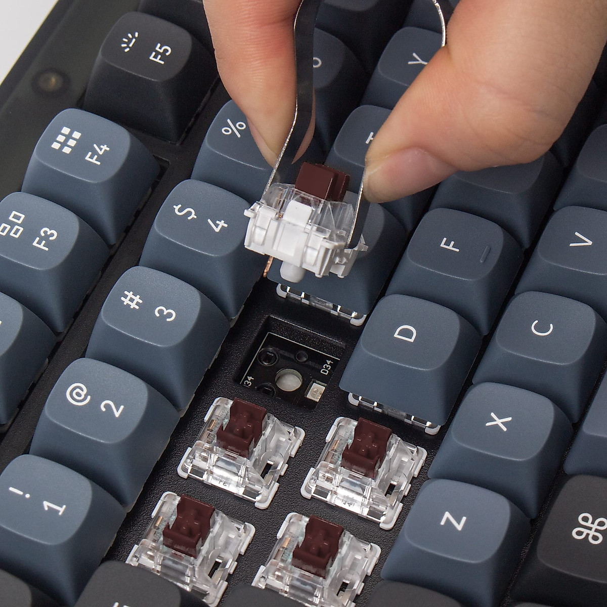 Keychron V1 Wired Custom Mechanical Keyboard, 75% Layout QMK/VIA Programmable Macro with Hot-swappable Keychron K Pro Brown Switch Compatible with Mac Windows Linux (Frosted Black - Translucent)