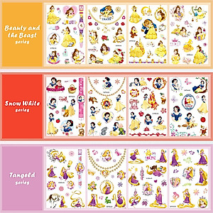 Princess Tattoos Kids, ACSAUMMY 40 Sheet Cartoon Tattoos Party Favor Set for Girls Boys 9 Cute Princess Series Temporary Tattoo Stickers Mickey Mouse Tattoo Stickers for Kids Party Decor Supply