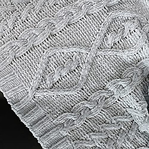 Knitted Luxury Chenille Throw Super Soft Throw Blanket for Sofa Bed All Season Decorative Couch Blanket 50x60 Light Grey