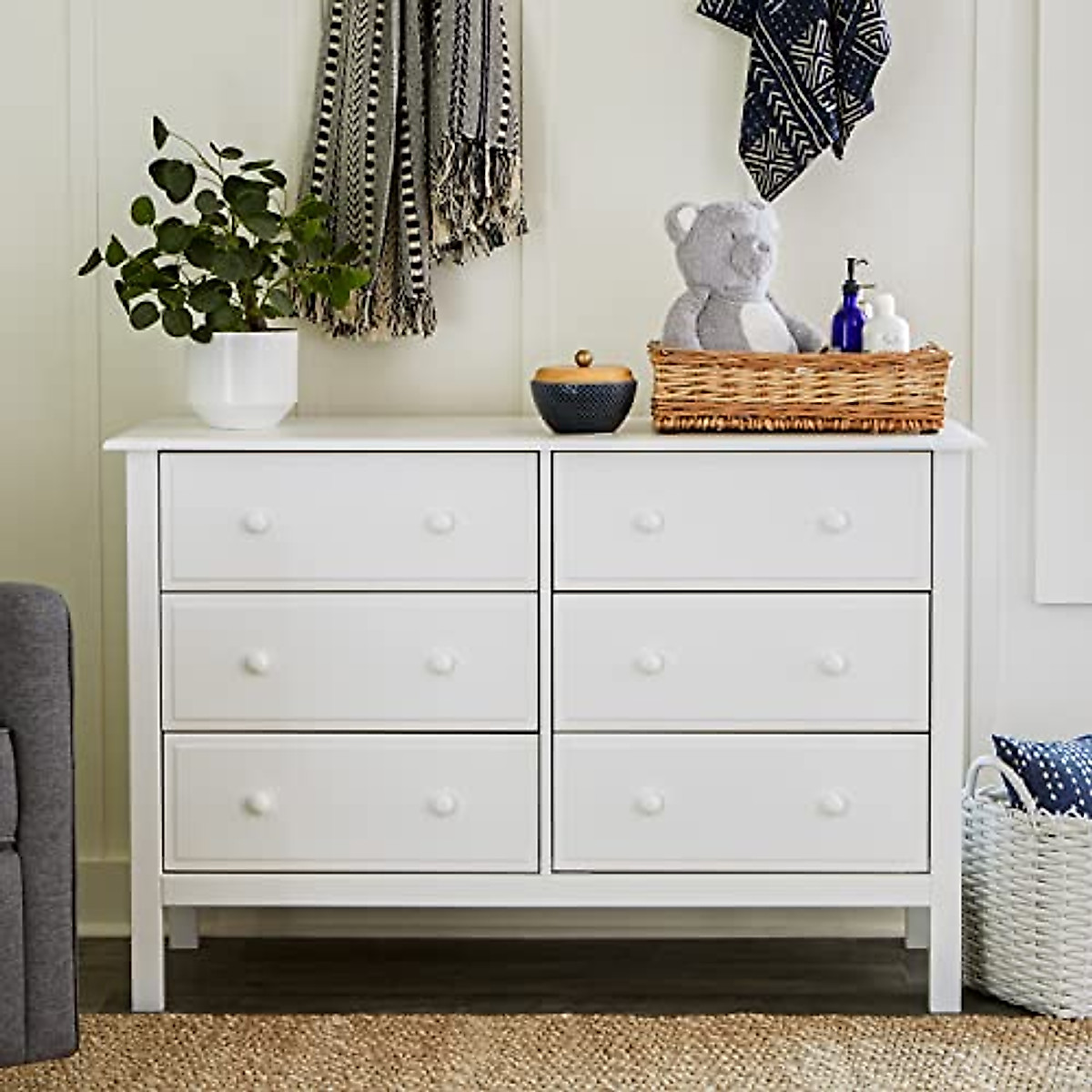 DaVinci Jayden 6-Drawer Double Wide Dresser in White, Greenguard Gold Certified