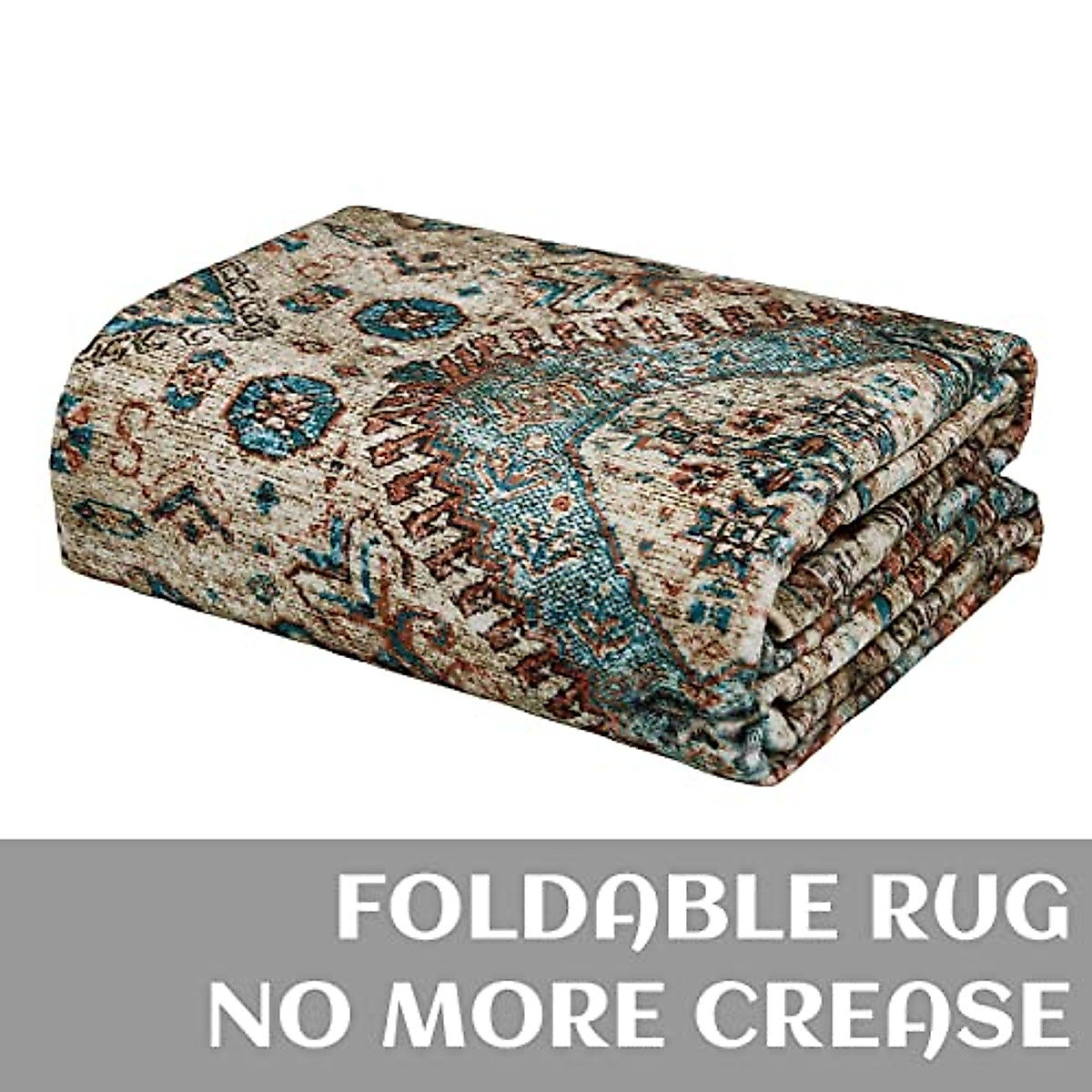 RUGSREAL Machine Washable Rug Vintage Small Throw Indoor Carpet Low Pile Non-Slip Boho Area Rug Persian Rug for Living Room Bedroom Home Office, 3' x 5' Taupe