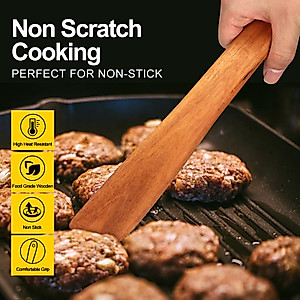 Best Wooden Spatula for Cooking Kitchen Turner Spatula Teak Wood Scraper Spatula Serving Baking Spatula Non Stick Kitchen Utensils Flat Fish Spatula Egg Flipper Spatula