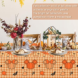 Fall Decorations Fall Tablecloth 4Pcs Pumpkin Mouse Head Rectangle Table Cloth Thanksgiving Autumn Maple Leaves Table Cover Plastic Disposable Table Cover for Fall Party Supplies 108 x 54 Inches