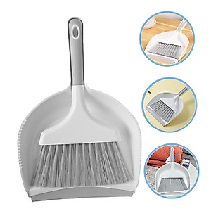 OHPHCALL 1 Set Hand Broom with Dustpan Desktop Broom Kit Mini Small Brush and Dustpan Car Interior Cleaning Brush Whisk Little Dustpan Broom Keyboard Cleaner Desktop Dust Brush Vent Pp Grey