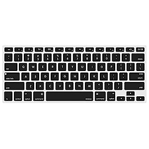 MOSISO Silicone Keyboard Cover Compatible with MacBook Air 13 inch A1466 A1369 2010-2017&Compatible with MacBook Pro 13/15 inch (with/Without Retina Display, 2015 or Older Version), Black
