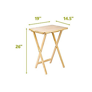 Pearington Ranchwood Folding TV Tray Table for Dining, Laptop Computer Stand, Gaming, Desk, 4-Pack, Natural Wood Finish