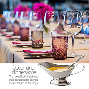 16 oz Gravy Boat with Ladle, Stainless Steel Gravy Pourer Dish Salad Dressing Server