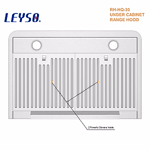 Leyso Simple Under Cabinet Stainless Steel Range Hood, Digital 4-Speed Control, 900 CFM, 2 LED Lights, Baffle Filters (30")