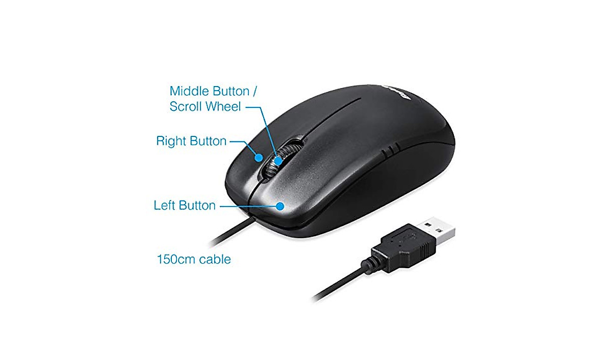 Eagletec KM120 Wired Keyboard and Mouse Combo - Slim & Quiet Ergonomic Set