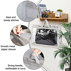 SZXFMY 10 Pack Handbag Storage Organizer Dust Bags Transparent Purse Storage Bag Organizer for Closet with Handle and Zipper Handbags Bag (Grey)