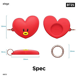 elago BT21 Silicone Case Compatible with AirTag Case, Compatible with Air Tag Keychain - Drop Protection, Track Keys, Backpacks, Purses, Tracking Tag Not Included [TATA] [Official Merchandise]