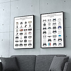 Retro Video Game Posters for Gaming Room Wall Decor. Evolution of Video Game Controllers Art Poster for Teen Bedroom Decorations. Nostalgic Gamer Artwork Cards for Boy. Cool 11x17 In Controller Print