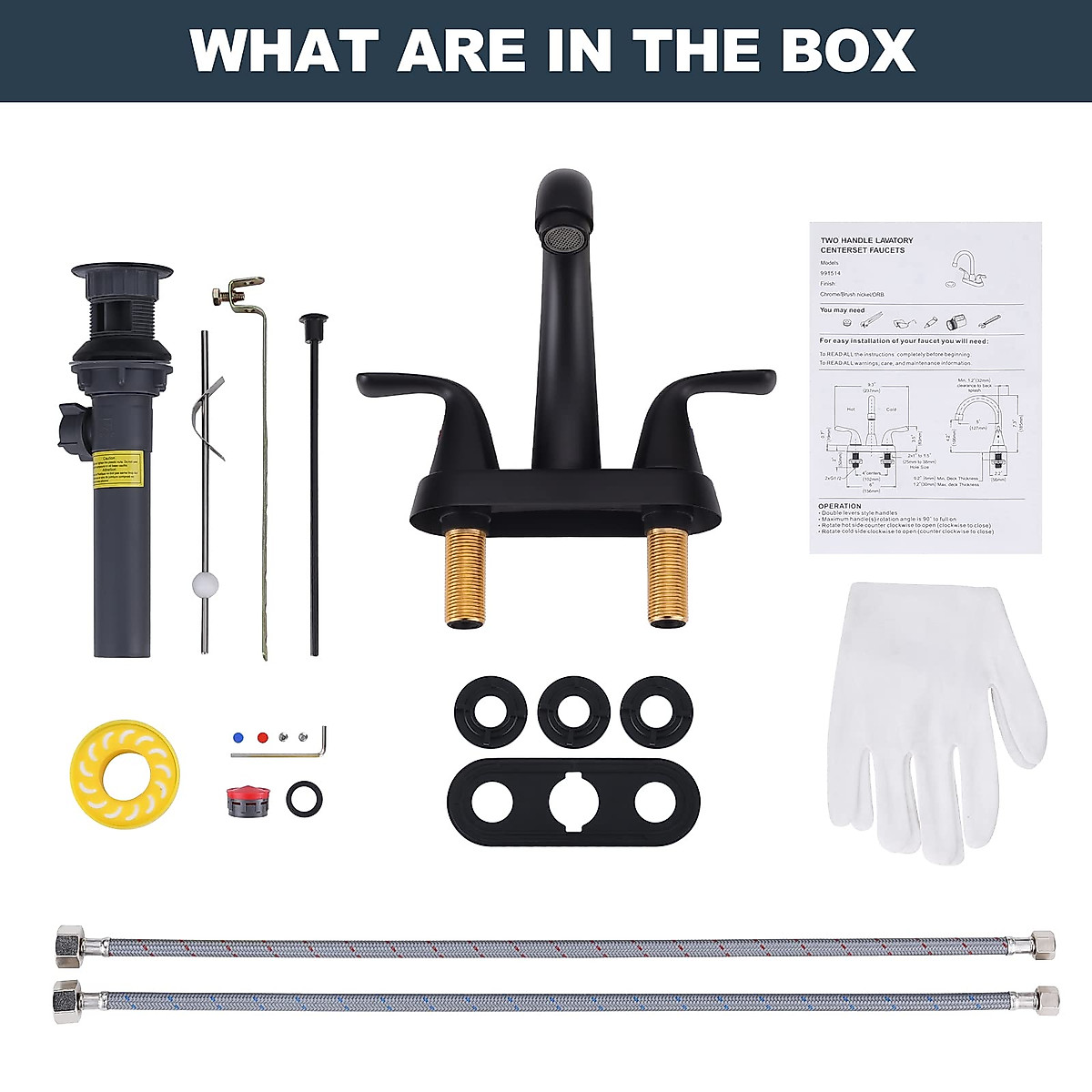 Aleasha 4 inch Centerset Bathroom Faucet Matte Black Bathroom Faucet with 2 Handles, Bathroom Sink Faucet 3 Hole for Restroom Vanity RV Bathroom