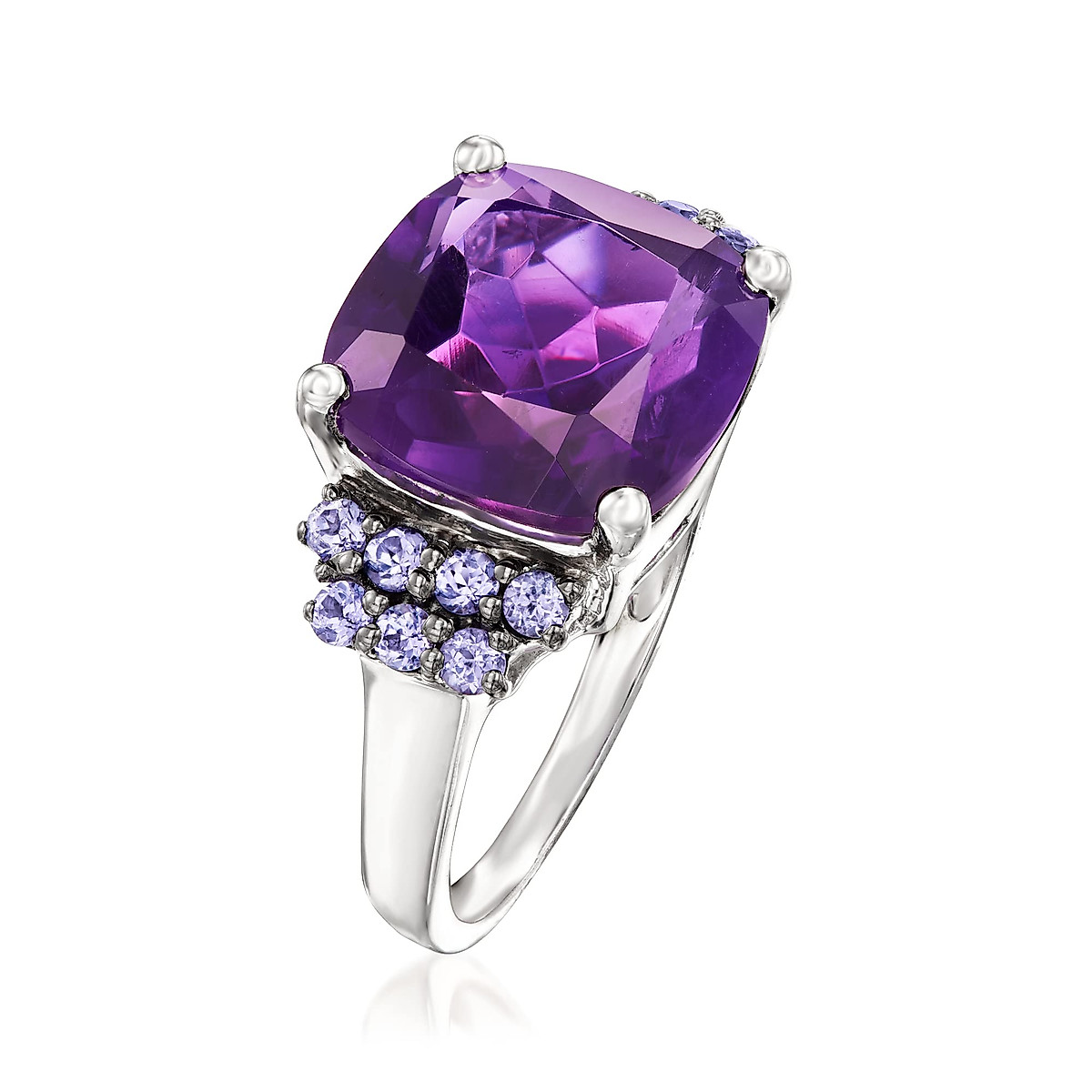 Ross-Simons 5.50 Carat Amethyst and .40 ct. t.w. Tanzanite Ring in Sterling Silver. Size 7
