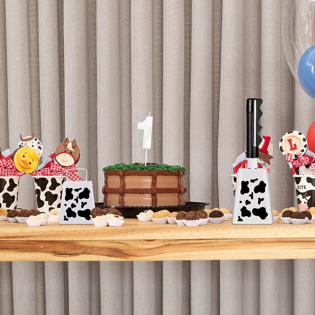 2 Pieces Cow Bell with Handle Noise Makers Cowbells for Sporting Events Football Games 8.6 Inch Hand Percussion Cheering Loud Call Bell Musical Instruments Call Bell Alarm for Parties(Lovely Style)