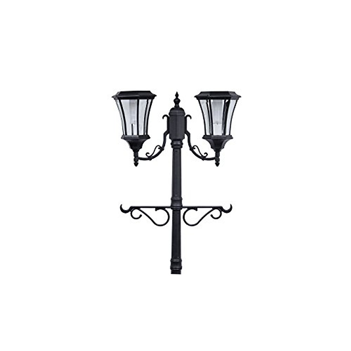 Sun-Ray 312007 Martens Two Head Solar Lamp Post and Planter, 7 ft, Black