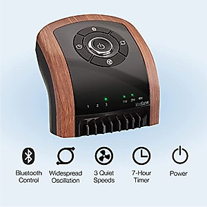 Lasko Wind Curve Electric Oscillating Tower Fan with Bluetooth Technology for Indoor, Bedroom and Home Office Use, 42", Woodgrain T42905