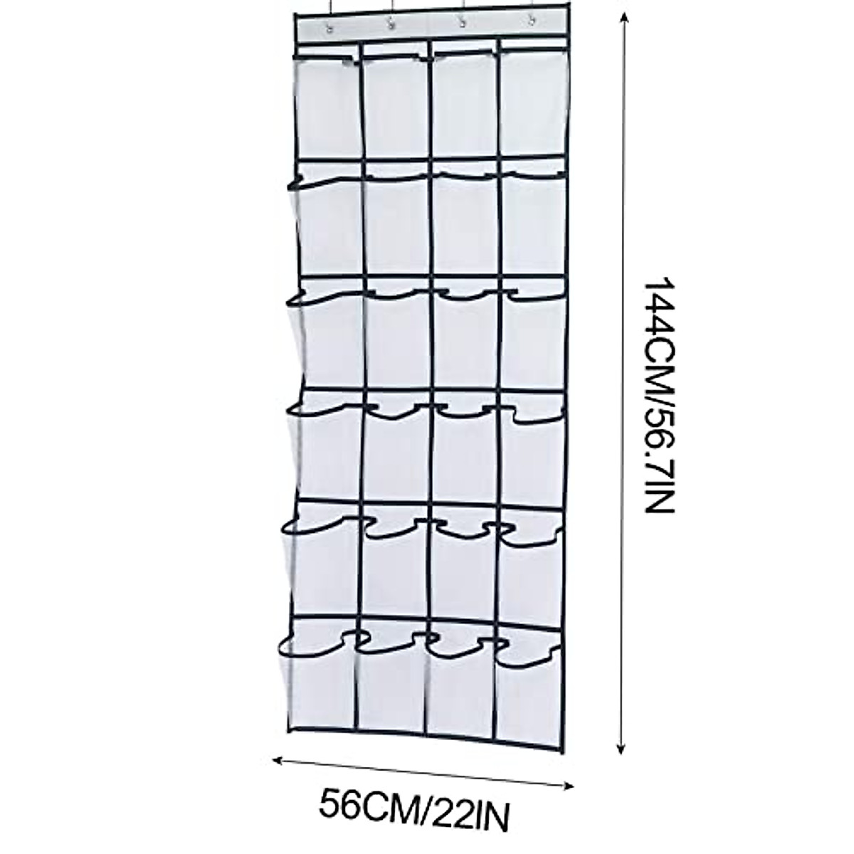 TOPUUTP Over The Door Shoes Organizers With 24 Mesh Large Pockets Hanger Storage Organizer Bag For Bedroom Clear Fabric Shoes Behind Door Shoes Hang Holder Rack for Closet Entryway (white)