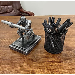 Ofiedx Executive Knight Pen Holder with a Pen Personalized Desk Accessories Decor Home Office Cool Pen Stand Iron