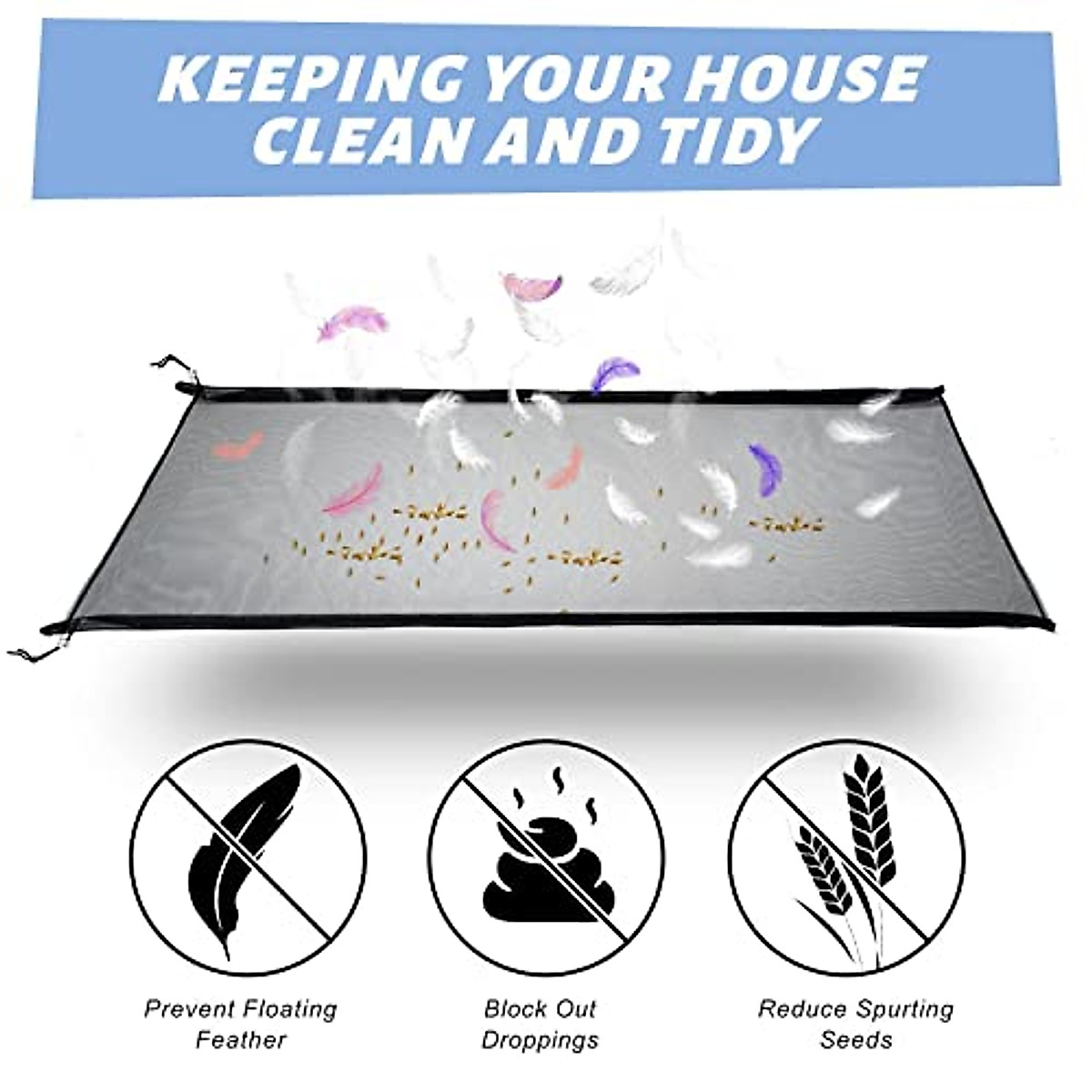 KFPPLXQ Bird Cage Netting Seed Catcher - Adjustable Bird Cage Skirt Seed Catcher, Large Soft Breathable Mesh Bird Seed Catcher for Indoor Round Square Cage