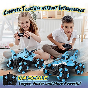KULARIWORLD Remote Control Shark Monster Truck All-Terrain Toy Remote Control Car Vehicle, 2.4 GHz,1:14 Scale, Off Road Rechargeable RC Car Kids Toys for Boys and Girls Ages 6 and up