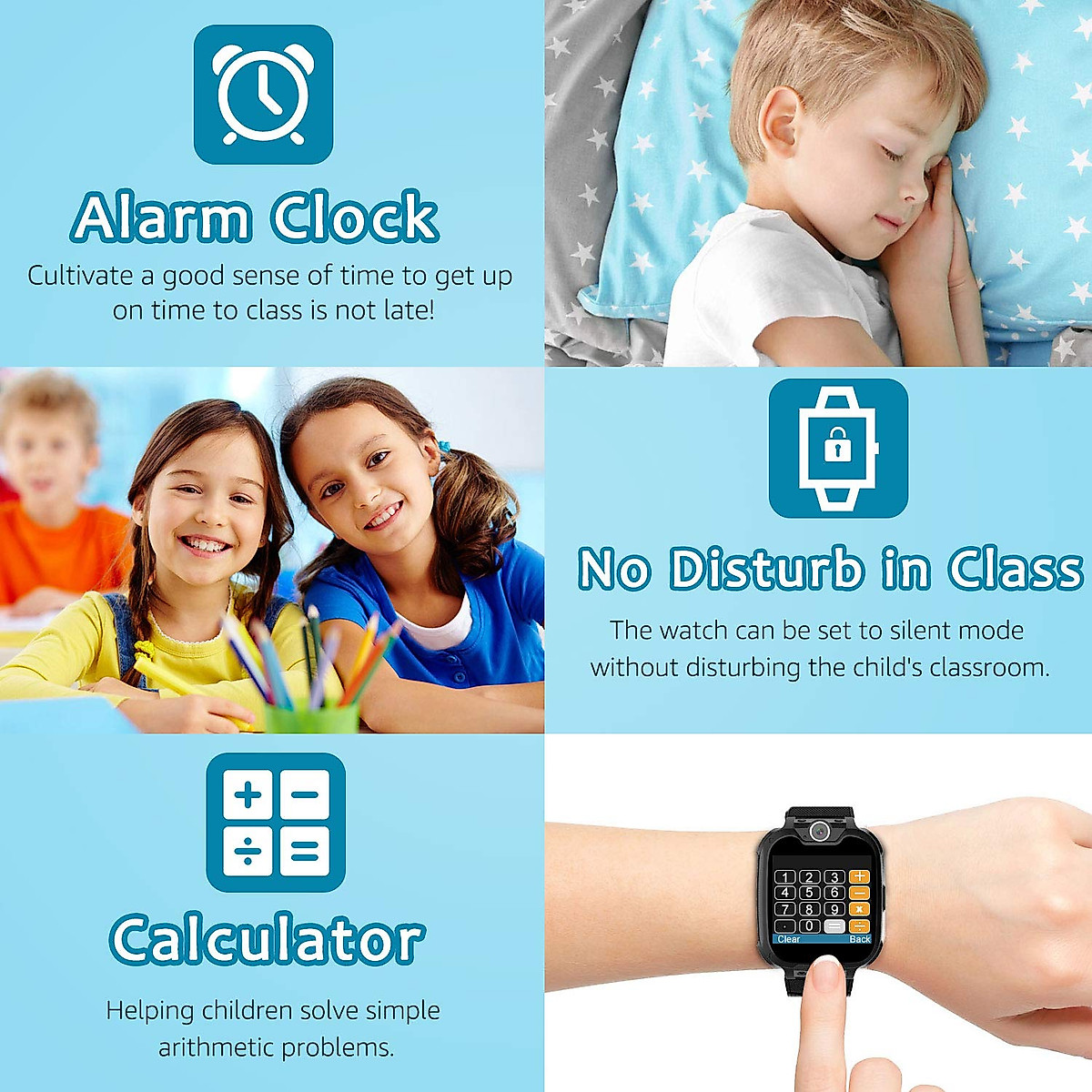 GOOWJUER Kids Smart Watch for Boys Girls - HD Touch Screen Sports Smart Watch for 4-12 Years Kids Watches with Camera 16 Learning Games Recorder Alarm Music Player for Children Teen Students (Black)
