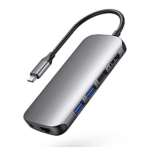 USB C Hub-9 in 1 Portable Space Aluminum Dongle with 4K HDMI, 100W PD Charging, Card Reader, 1000Mbps Ethernet Port for MacBook Air/Pro and More