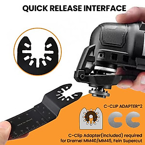 96 Pack Oscillating Saw Blades, CONNOO Oscillating Tool Blades with Sandpaper, Multitool Blades for Wood Metal Plastics Quick Release Multi Tool Blades Kits for Dewalt, Makita, Ryobi, Rockwell