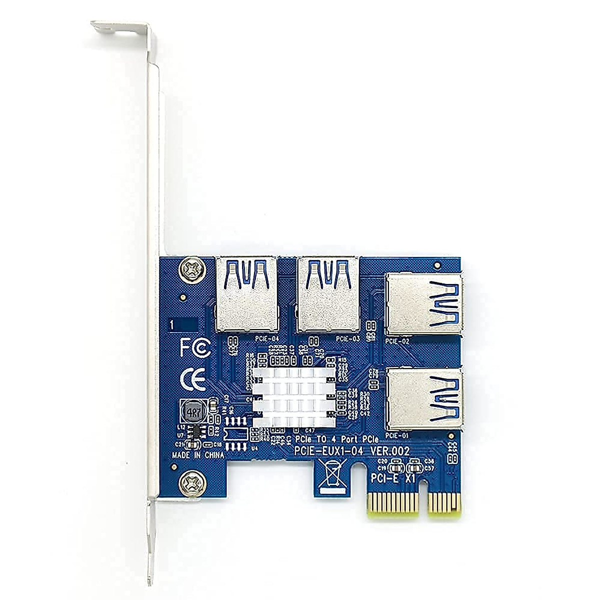 PCIe 1 to 4 Riser Card, Pcie Splitter 1 to 4 PCI Riser Card, 4 Risers into 1 PCI Card, PCIe Multiplier Risers 1X to External 4 PCI-e USB3.0 Adapter for ETH Miner GPU Crypto Bitcoin Ethereum Mining Rig