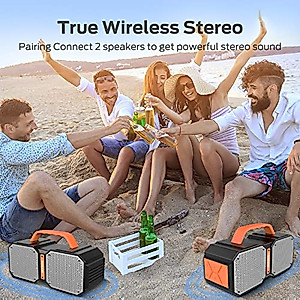 Bluetooth Speaker, BUGANI M83 50W Portable Wireless Bluetooth Speakers, Bluetooth 5.2, Wireless Two Pairing,IPX6 Waterproof Outdoor Speaker, Stereo Super Power Sound,For Outdoors,Camping,Party, Orange
