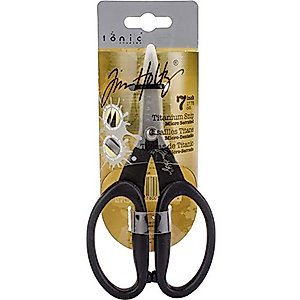 Tonic Studios Tim Holtz 817 Kushgrip Non Stick Micro Serrated Snips, 7" , Red