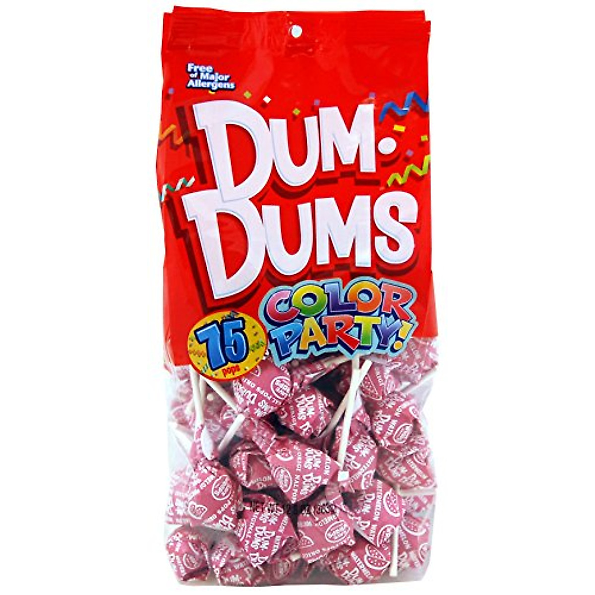Dum Dums Color Party Lollipops, Hot Pink, Watermelon Flavor, 12.8 Ounce, 75 Count Bag