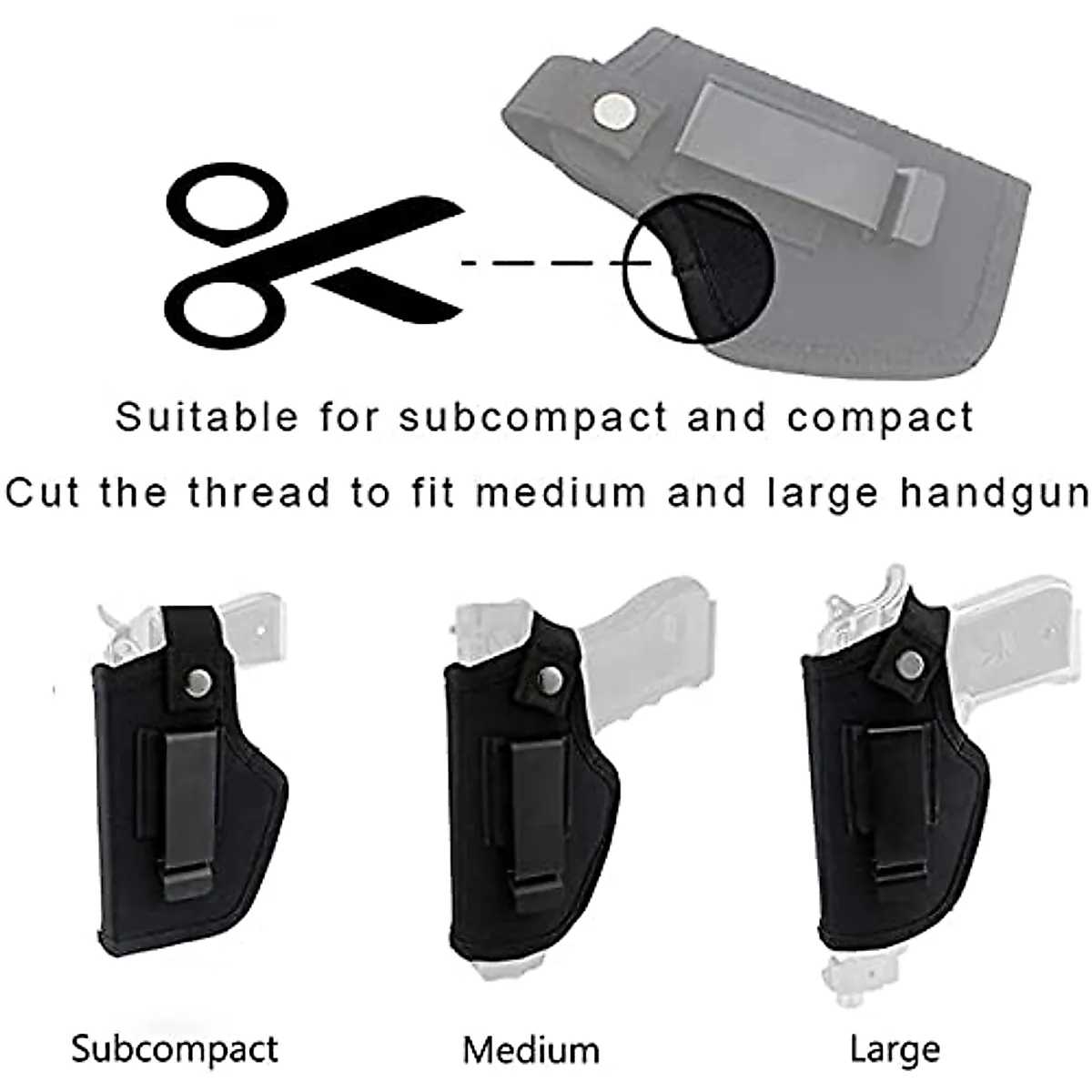 Universal Gun Holster for Men & Women, IWB/OWB Waist Belt Pistol Holster for Glock 380 9mm Gun Holster for Concealed Carry Handgun Right/Left Hand Draw (Black)