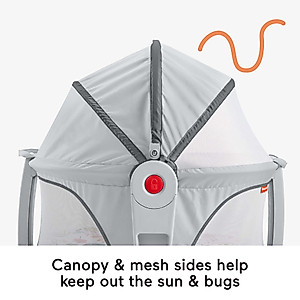 Fisher-Price Portable Baby Bassinet and Travel Play Area with 2 Toys, Indoor or Outdoor Use, On-The-Go Baby Dome, Whimsical Forest, HMV24