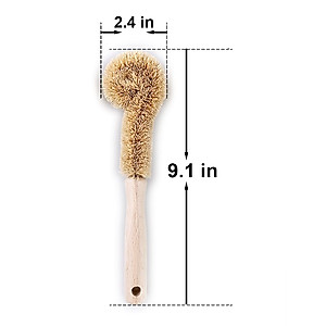 Taakcc 3PCS Cleaning Brush, Bottle Brush, Milk Cup Brush, Coffee Cup Brush, Pot Brush, Natural Coconut Fiber Brush Head, Strong Wooden Handle, Deep Cleaning, Natural Environmental Protection