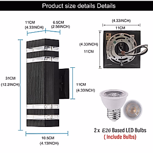 Stayofa 4Pack 12inch LED Square Up&Down Wall Lights 14W 4000K Day White Outdoor Wall Light Aluminum Body Waterproof IP65 led Porch Light for House Patio Garage Garden(No Sensor)