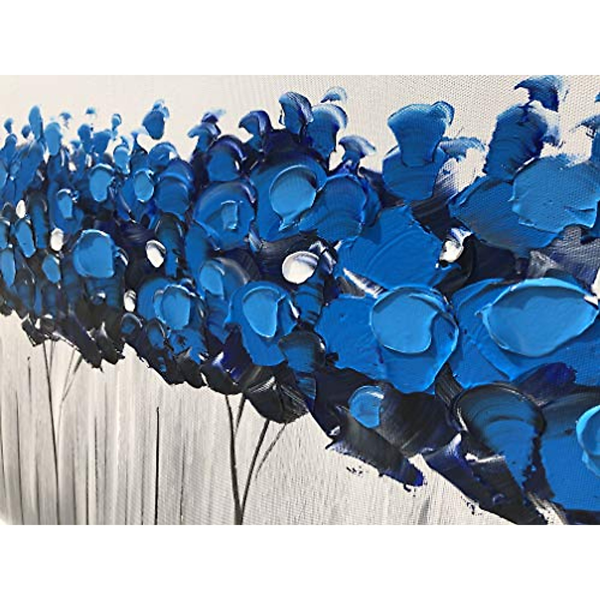 Yihui Arts Landscape Painting Abstract Tree Canvas Art Handpainted Indigo Blue Forest Pictures Artwork for Living Room Bedroom Wall Decor (20Wx40L)