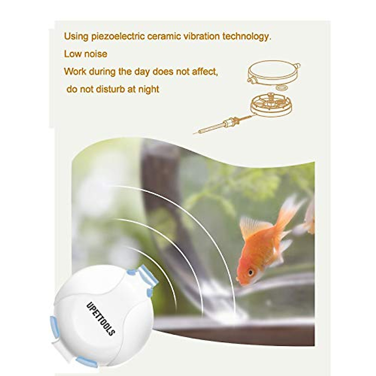 UPETTOOLS Aquarium Air Pump Ultra Silent High Energy Saving Oxygen Fish Mini Air Pump for 1-15 Gallon Fish Tank Pump with Air Pump Accessories