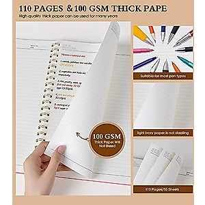 Spiral Notebook Journal 8.5” x 11”, A4 Large Pink Notebooks for Women Men, College Ruled Lined Journal, 100 GSM Paper, Plastic Hardcover Spiral Bound Journals for Work School Note Taking Business