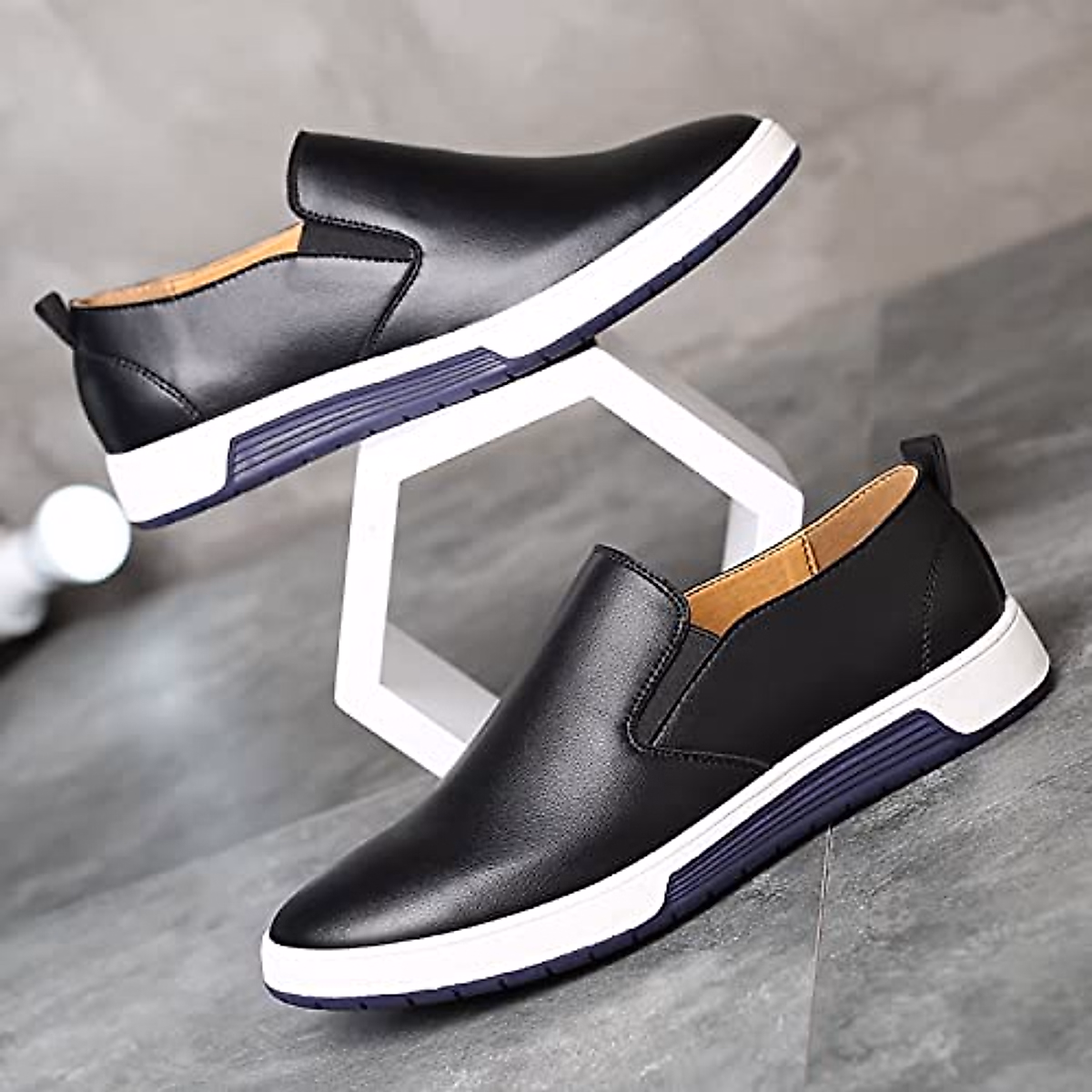 BSROT Men's Casual Oxford Shoes Slip-on Dress Shoes Comfortable Fashion Sneakers Black 8US