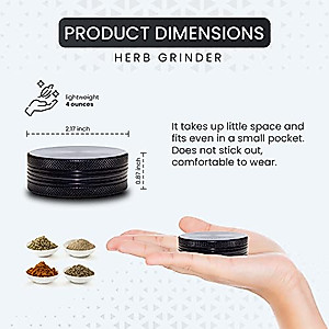 Small Thin Herb Chromium Crusher Grinder 2 inch (Black Color)