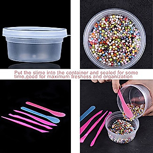 16 Pack 4.5 oz Slime Storage Containers for Slime, Foam Ball Storage Containers with Lids, 2pcs Mixing Spoon 3pcs Slime Tools for Slime DIY Art Craft Making Homemade
