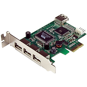 StarTech.com 4 Port PCI Express Low Profile High Speed USB Card - PCIe USB 2.0 Card - PCI-E USB 2.0 Card , TAA (PEXUSB4DP)