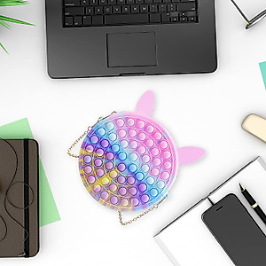 AndTree Pop Shoulder Bag Fidget Toys Rainbow Pop Bubble It Purse for Girls Gift Cross-Body Bag Rabbit Ear