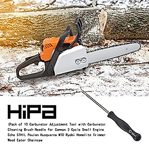 Hipa (Pack of 10 Carburetor Adjustment Tool with Carburetor Cleaning Brush Needle for Common 2 Cycle Small Engine Echo STHIL Poulan Husqvarna MTD Ryobi Homelite Trimmer Weed Eater Chainsaw